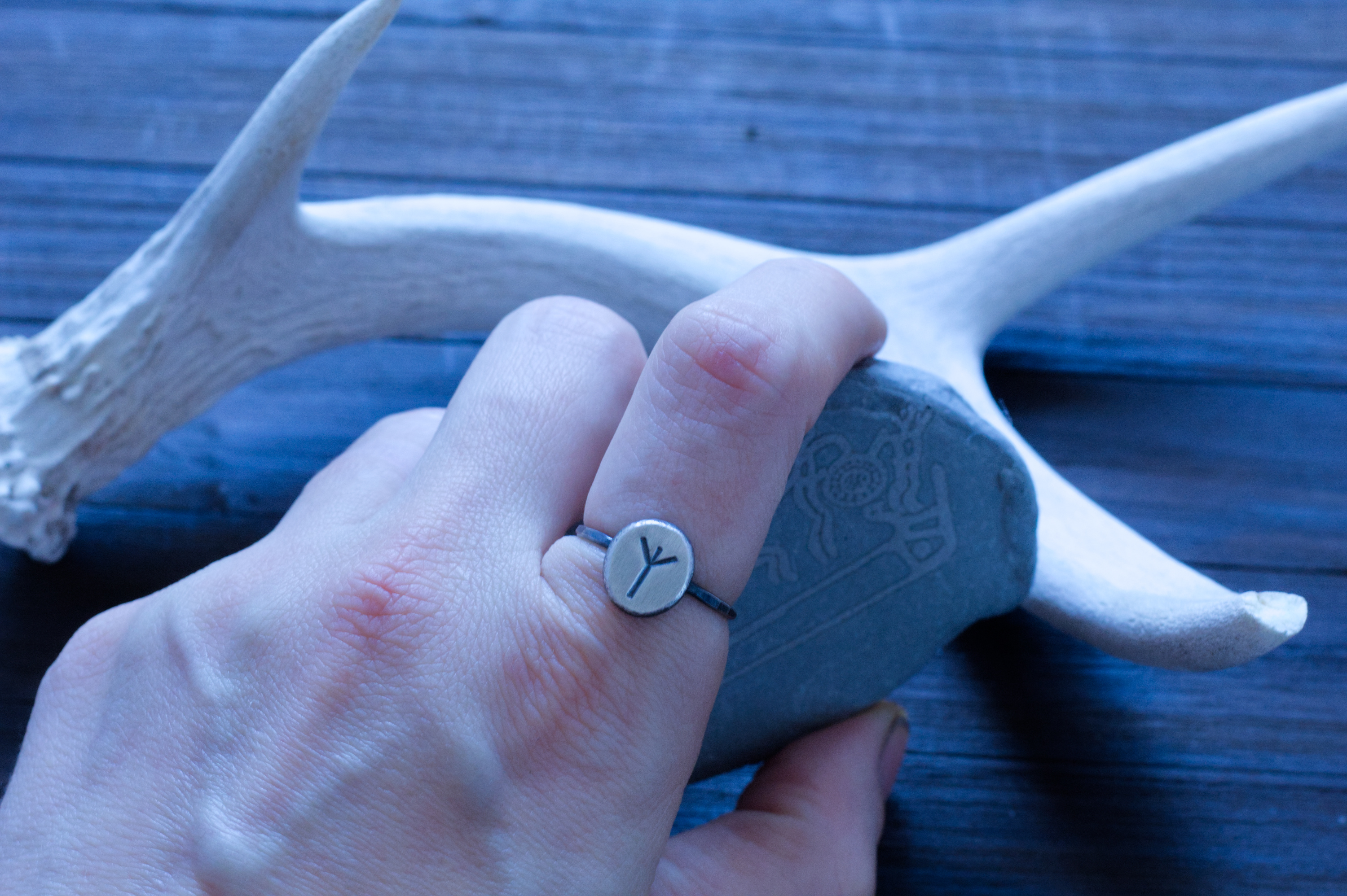 Rune Ring - Stackable - Custom Elder Futhark Rune - The Wicked Griffin