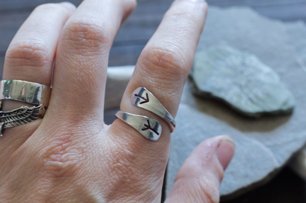 Silver Rune Wrap Ring - Custom Runes - The Wicked Griffin