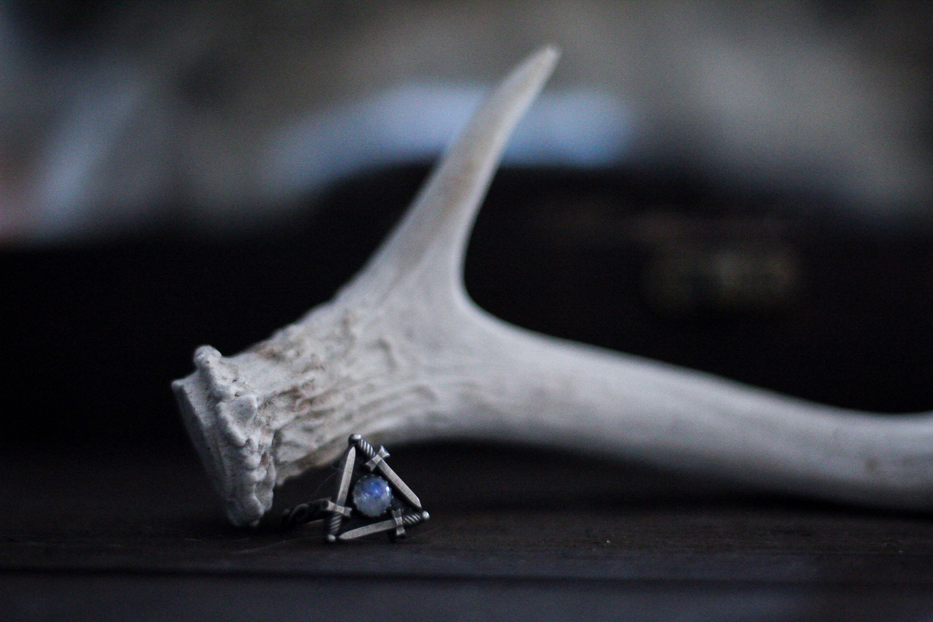 Sword Ring - Rainbow Moonstone - The Wicked Griffin