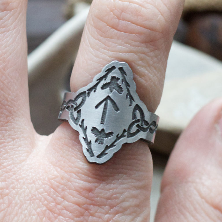 Raven & Rune Ring - Custom Rune - The Wicked Griffin