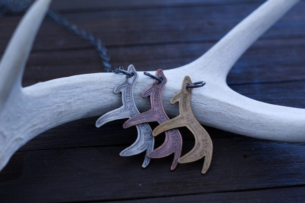 Deer Antler Rune Pendant - Remember Your Ancestors - The Wicked Griffin