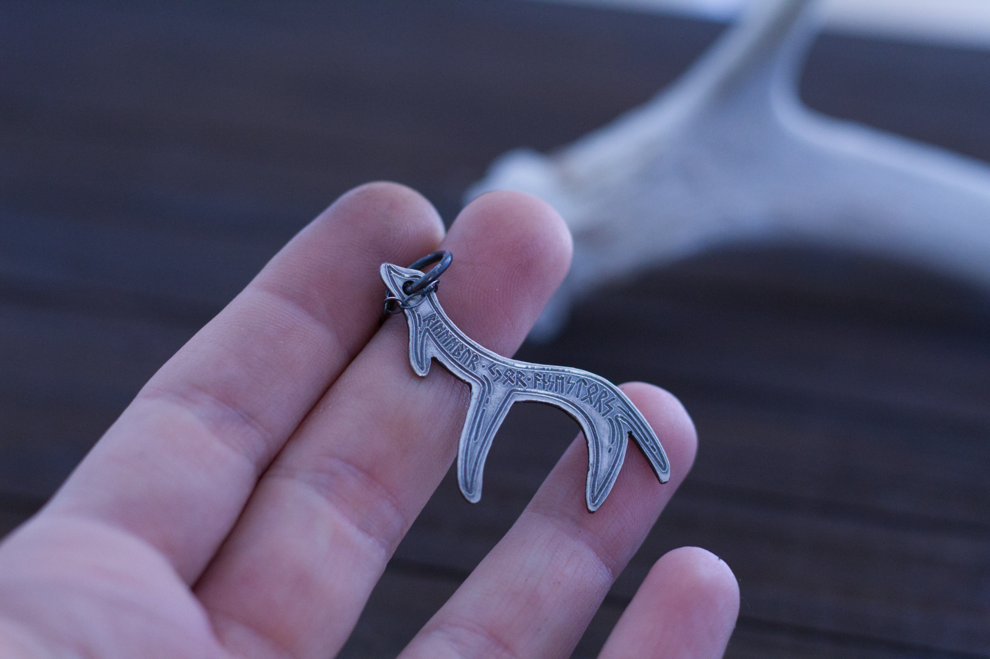 Deer Antler Rune Pendant - Remember Your Ancestors - The Wicked Griffin