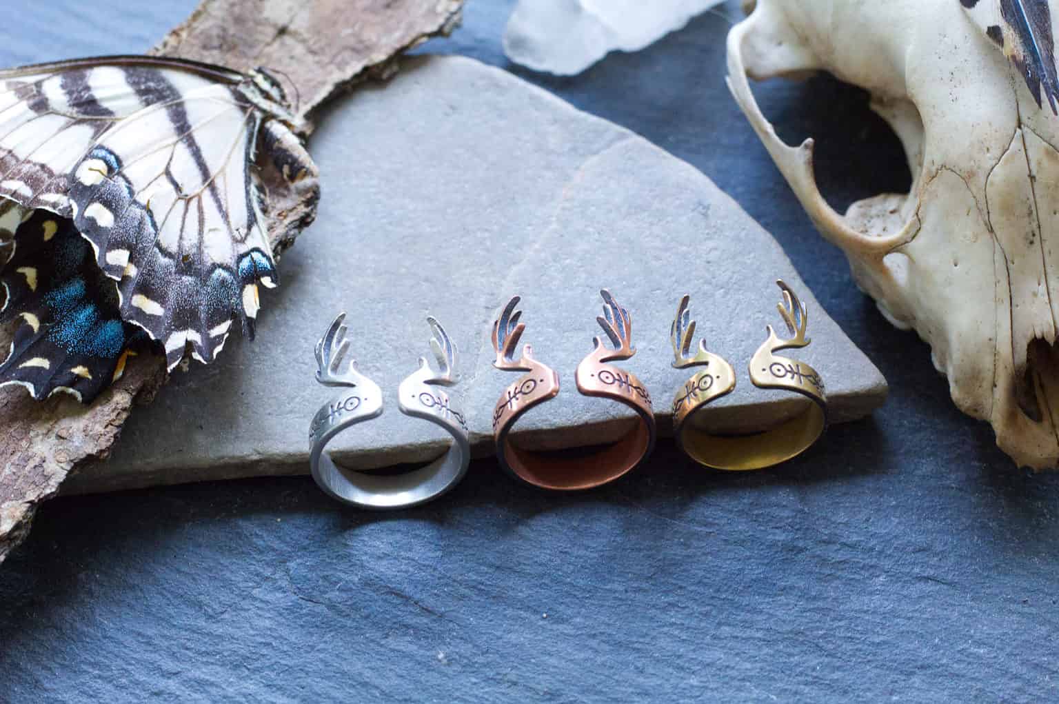 Deer Antler Ring - Norse Petroglyph Inspired - The Wicked Griffin