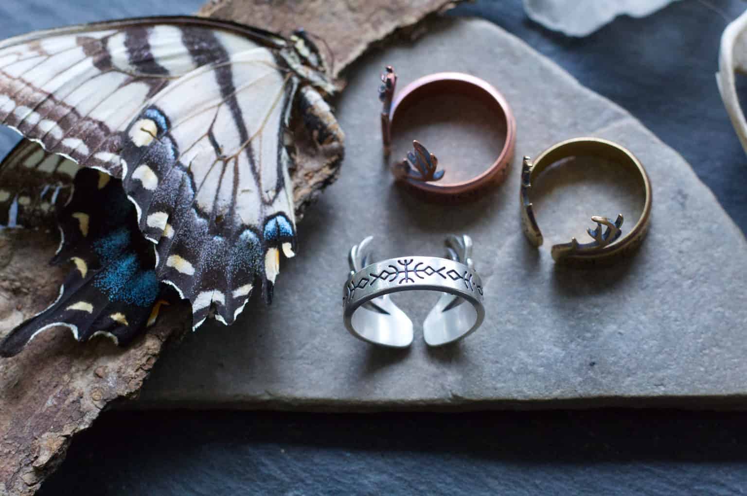 Deer Antler Ring - Norse Petroglyph Inspired - The Wicked Griffin