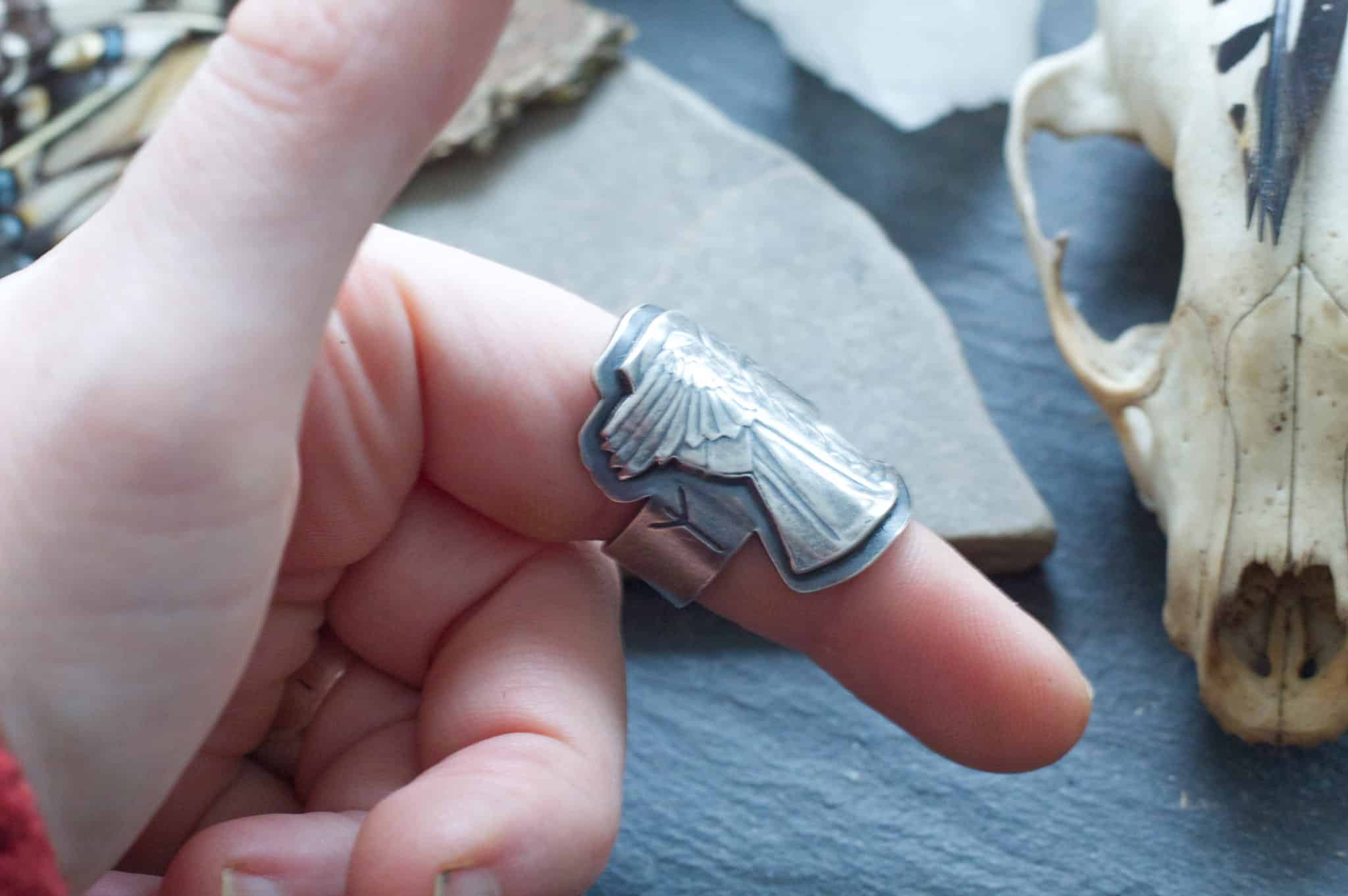 Silver Valkyrie Ring Size 8.75 🙂 - The Wicked Griffin