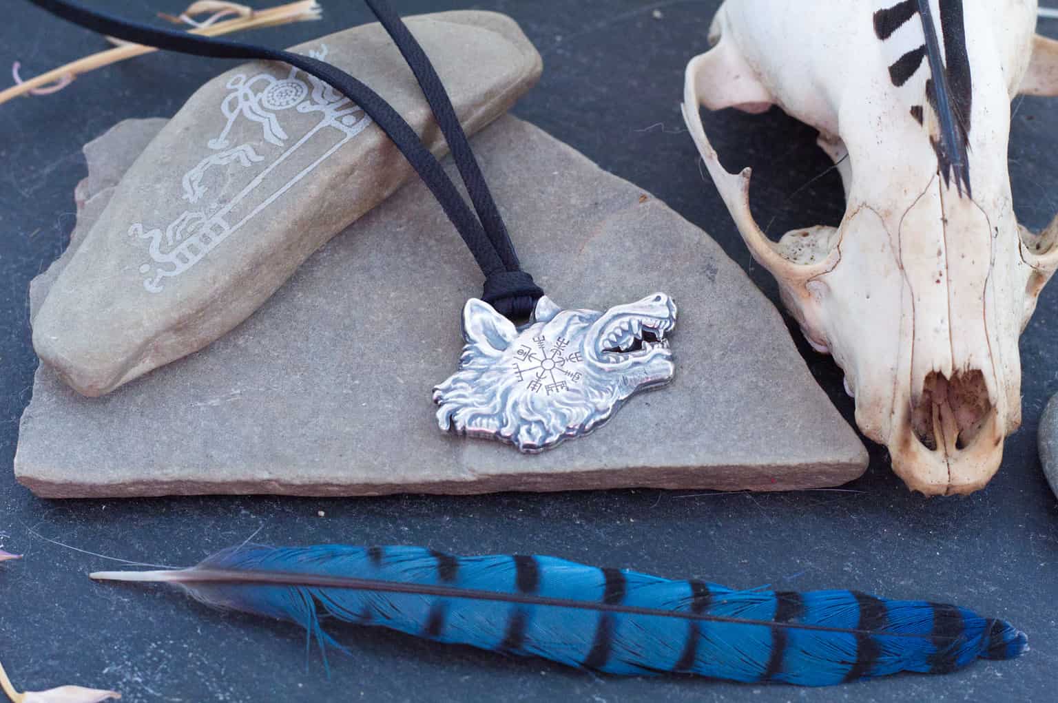 Fenrir Pendant Necklace with Vegvisir - The Wicked Griffin