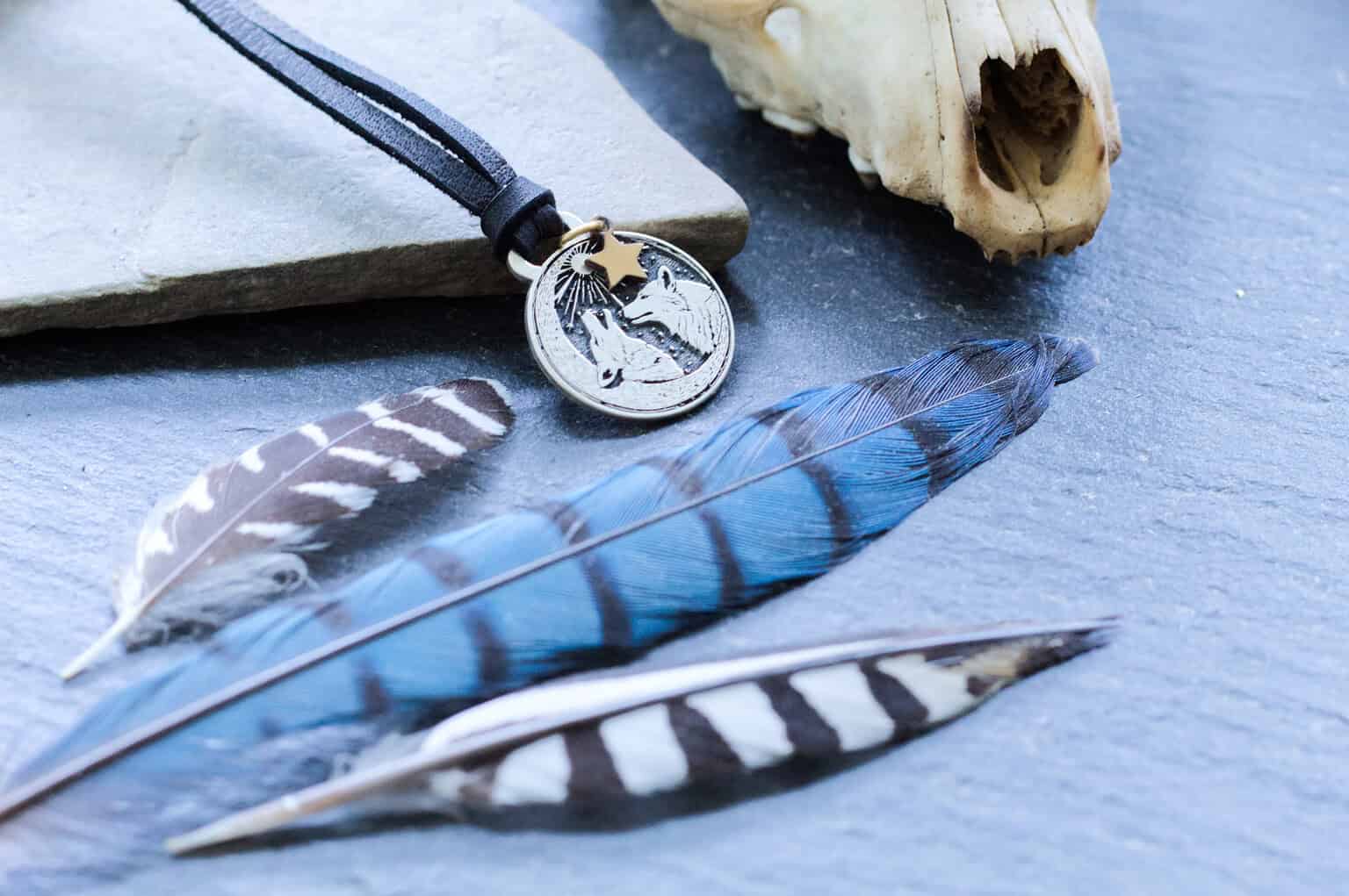 Sköll and Hati Pendant - Sun, Moon and Stars - The Wicked Griffin