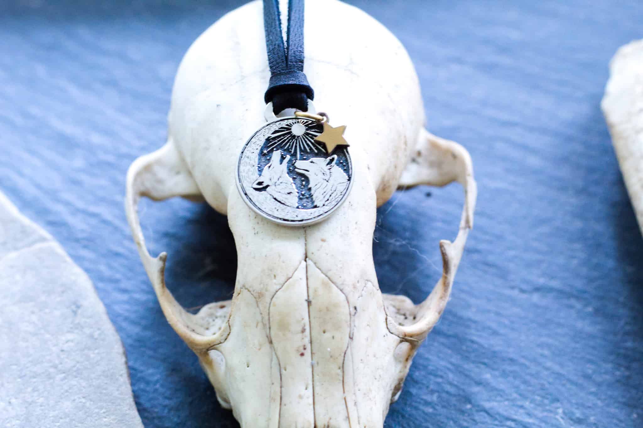 Sköll and Hati Pendant - Sun, Moon and Stars - The Wicked Griffin