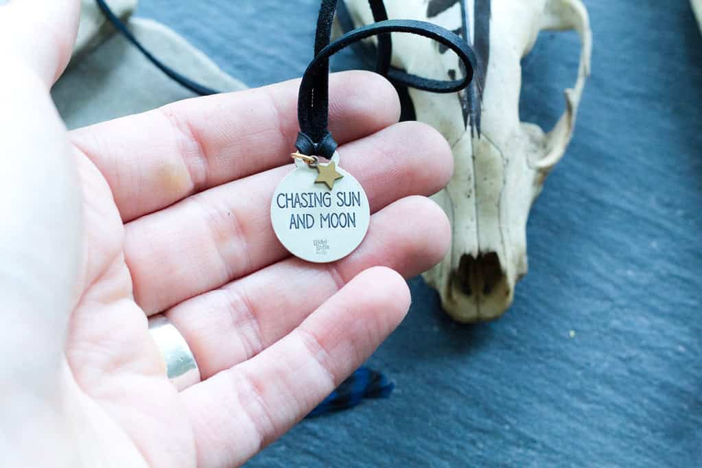 Sköll and Hati Pendant - Sun, Moon and Stars - The Wicked Griffin